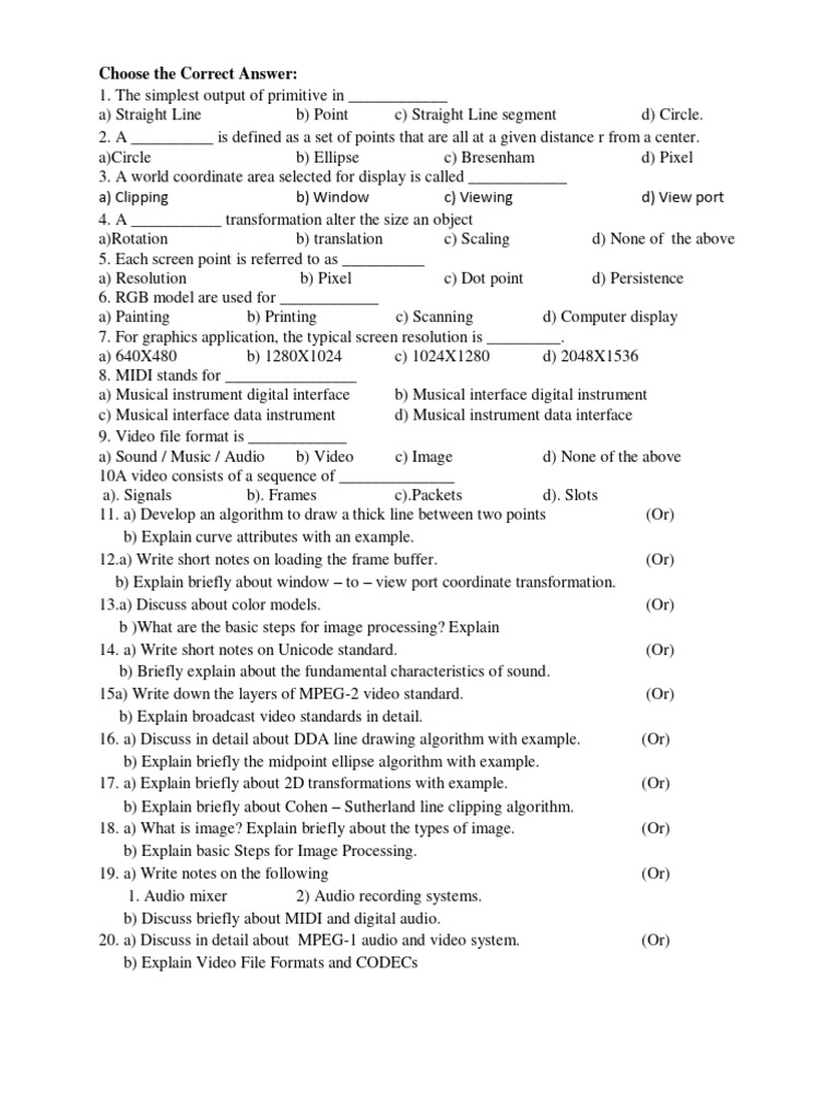 Model Ques | PDF | Video | Display Resolution