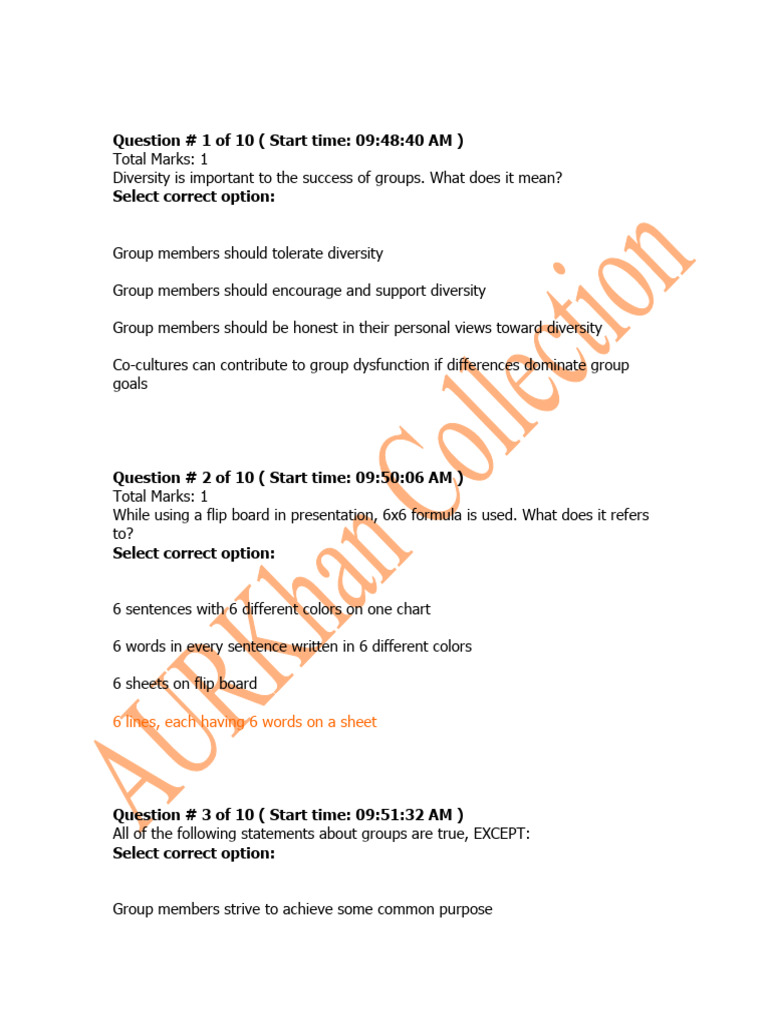 MCM 301 Mega Solved Quiz File | PDF | Question | Communication