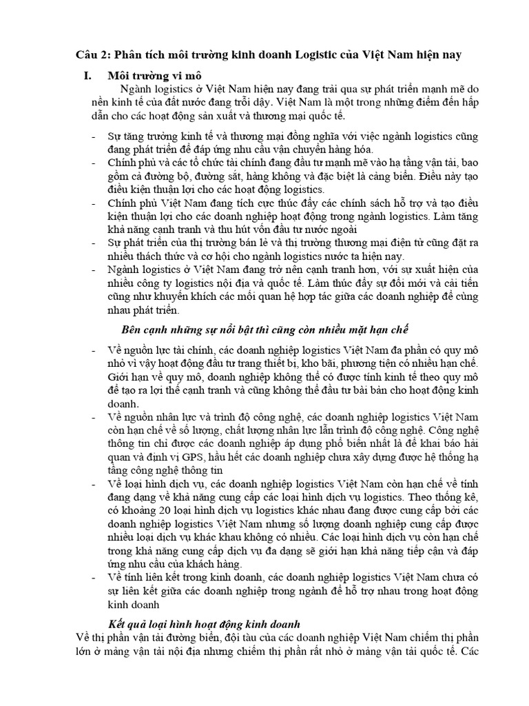 LOGISTICS BÁO CAO CHỦ ĐỀ NHÓM5 | PDF