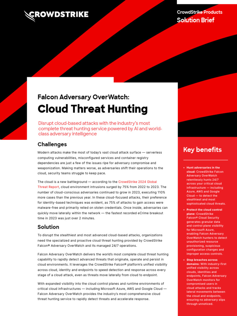 Crowdstrike Falcon Adversary Overwatch Cloud Threat Hunting | PDF ...