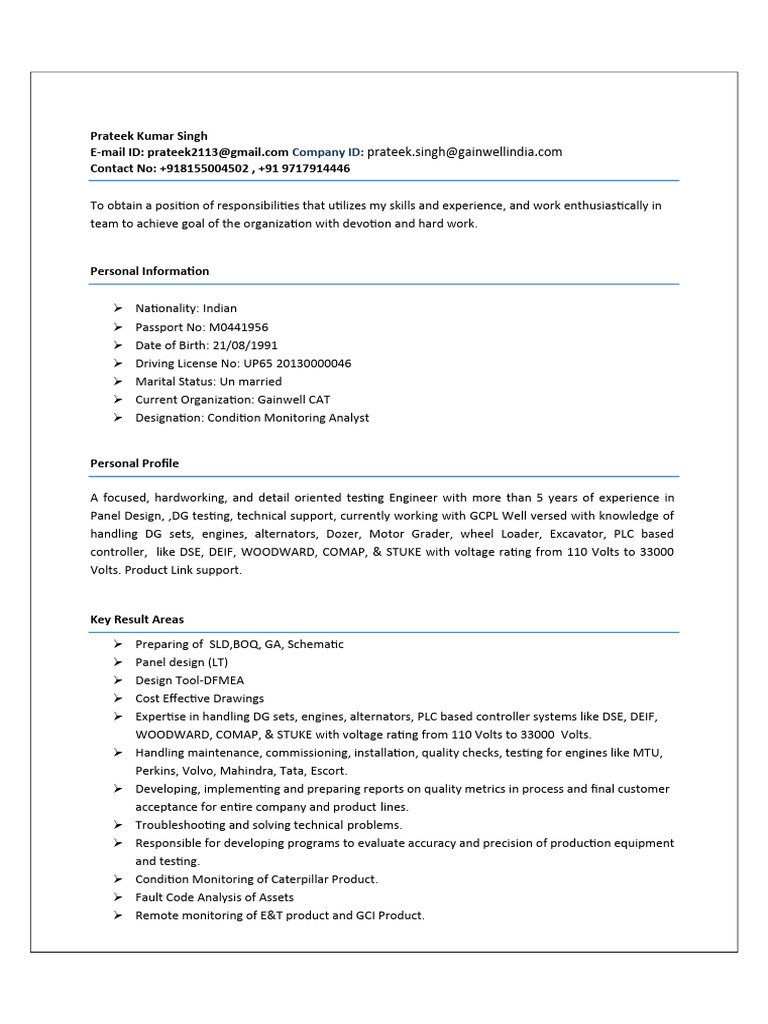 Resume Word File Prateek | PDF | Engineering