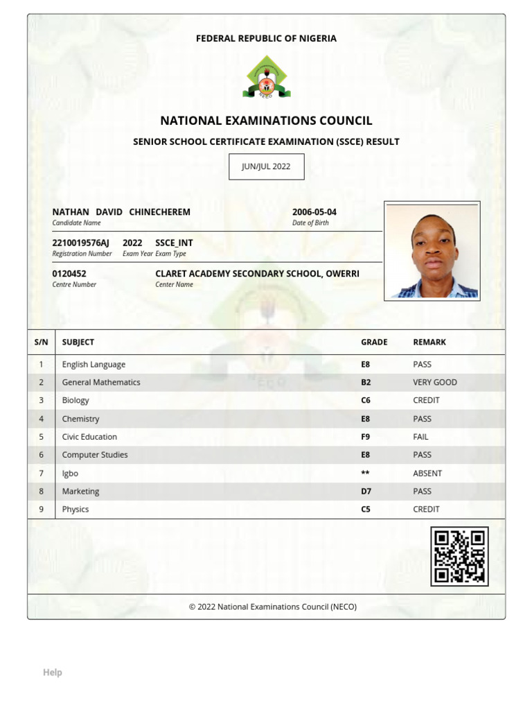 NECO Results | PDF