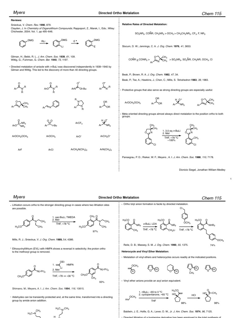 Directed Ortho Metalation in Chemistry | PDF | Organic Chemistry ...