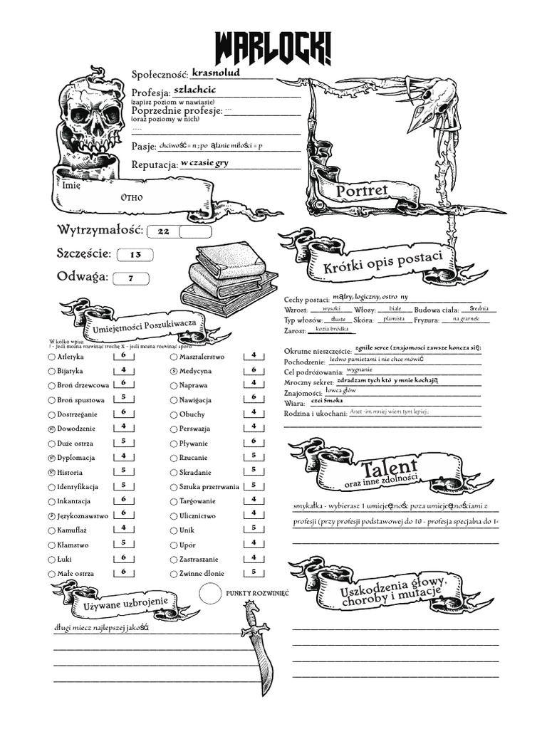 Przykładowa Postać Warlock | PDF