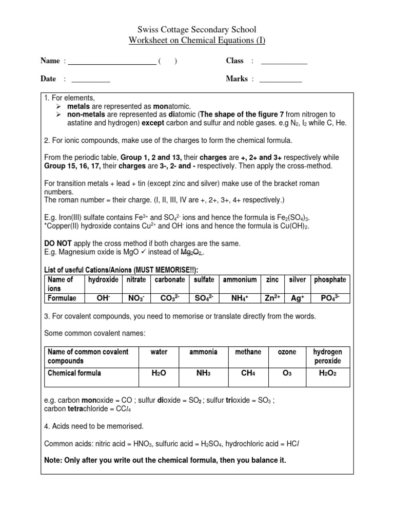 Chemical Equation Notes and Practice 2024 Soft | PDF | Oxide | Sulfate