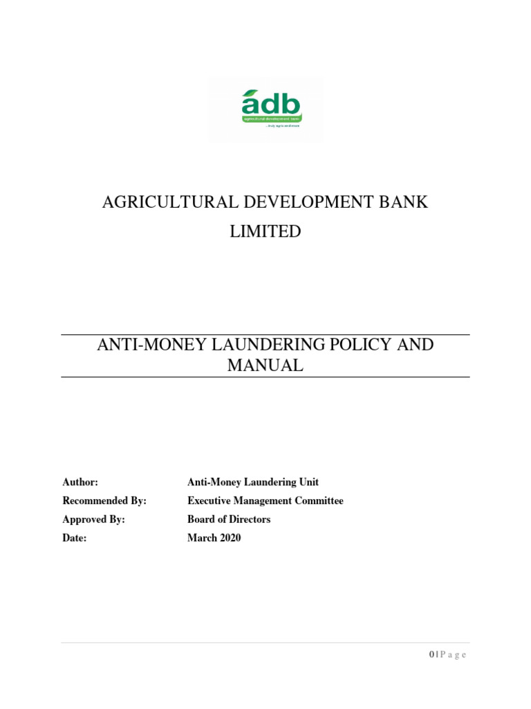 AML-POLICY-2020-FINAL | PDF | Money Laundering | Identity Document