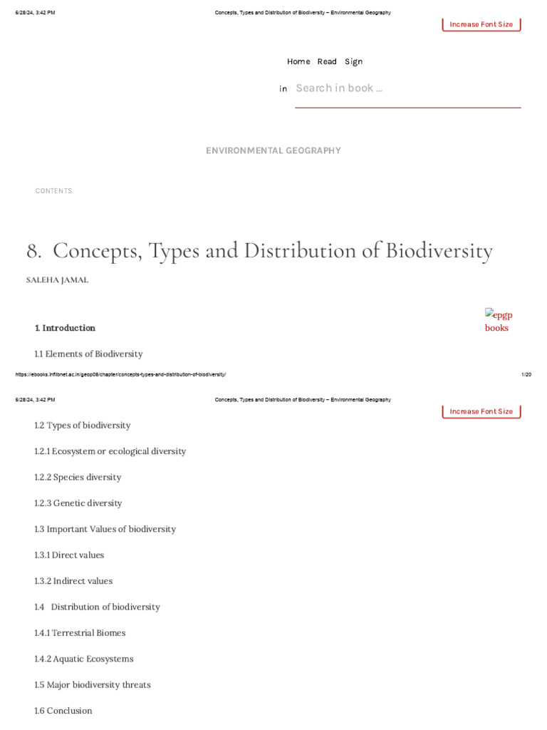 Concepts, Types and Distribution of Biodiversity - Environmental ...