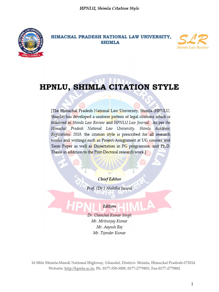 HPNLU Citation Style Guide | PDF | Case Citation