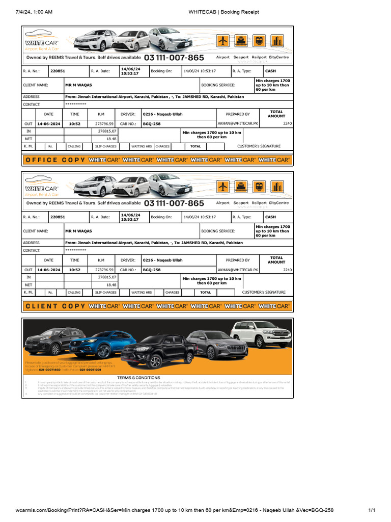 WHITECAB - Booking Receipt | PDF