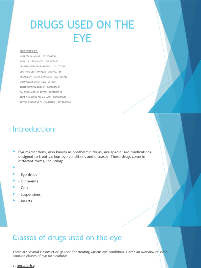 Drugs Used On The Eye | PDF | Glaucoma | Allergy
