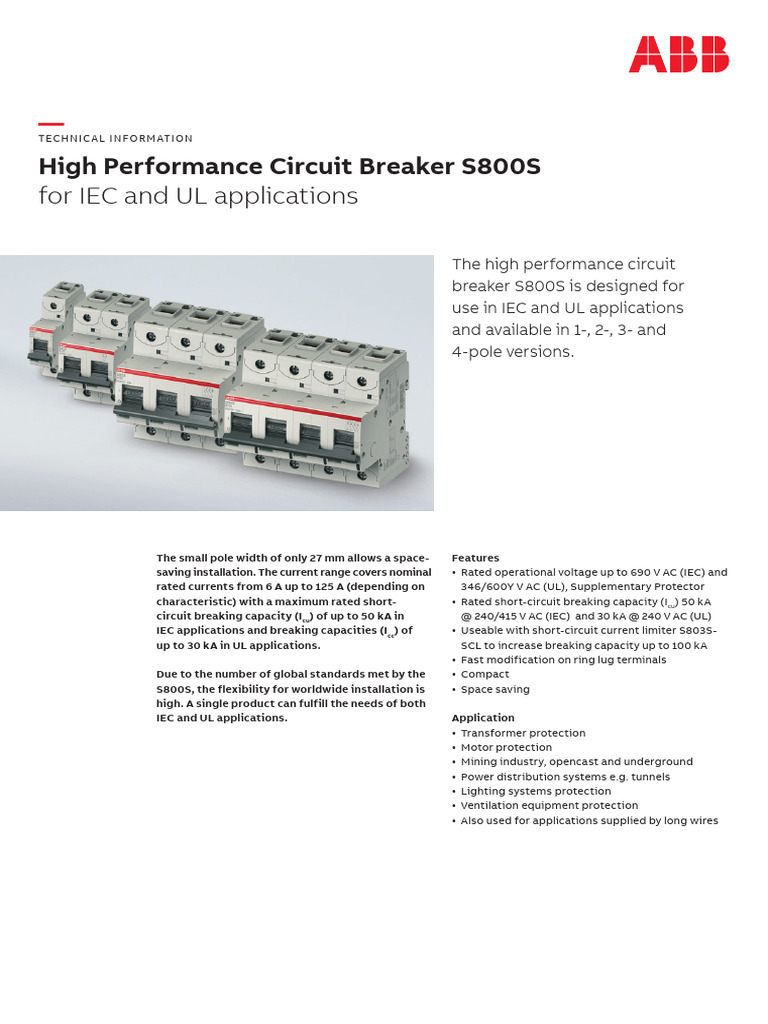 High Performance Circuit Breaker S800S final | PDF | Alternating ...