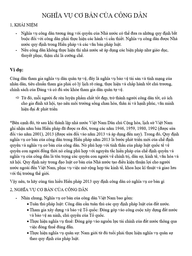 Nghĩa V Cơ B N C A Công Dân | PDF