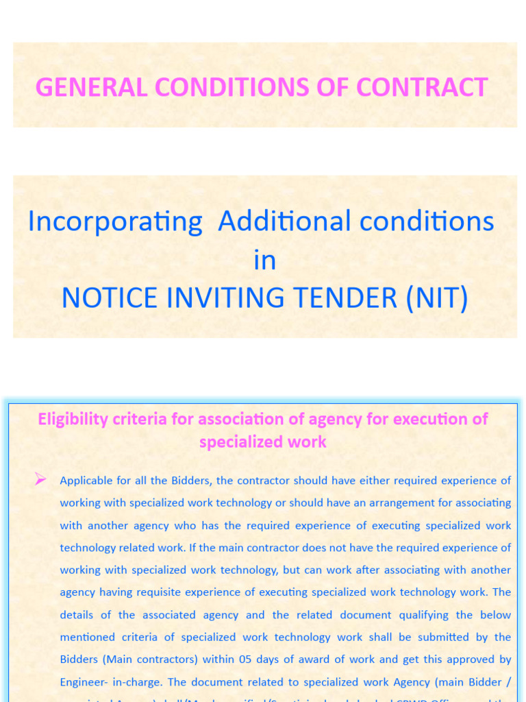 Contract Conditions for Specialized Work | PDF | Concrete | Cement