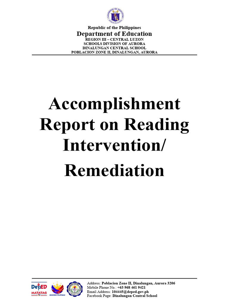 Grade 6 Reading Intervention Report | PDF | Reading Comprehension ...