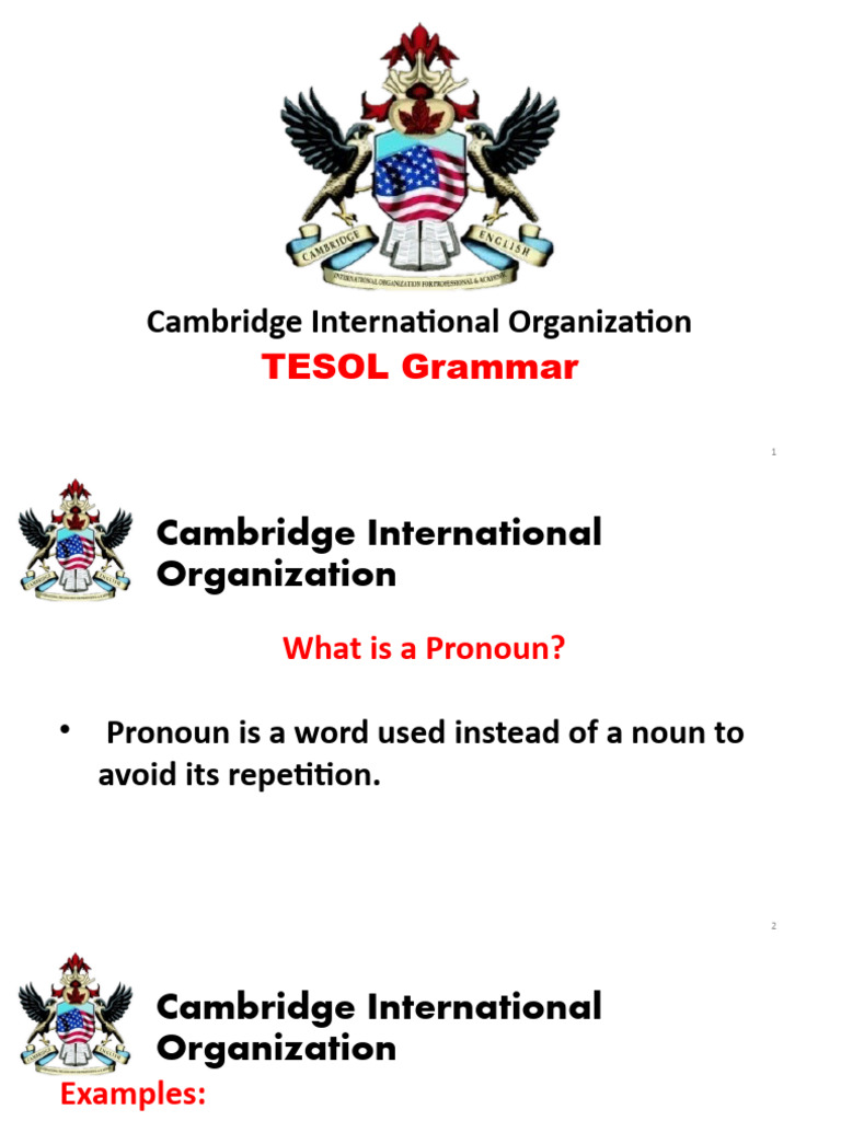 TESOL Grammar Slides | PDF | Pronoun | Grammatical Tense