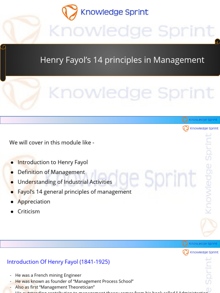 Henry Fayols 14 Principles In Management Download Free Pdf