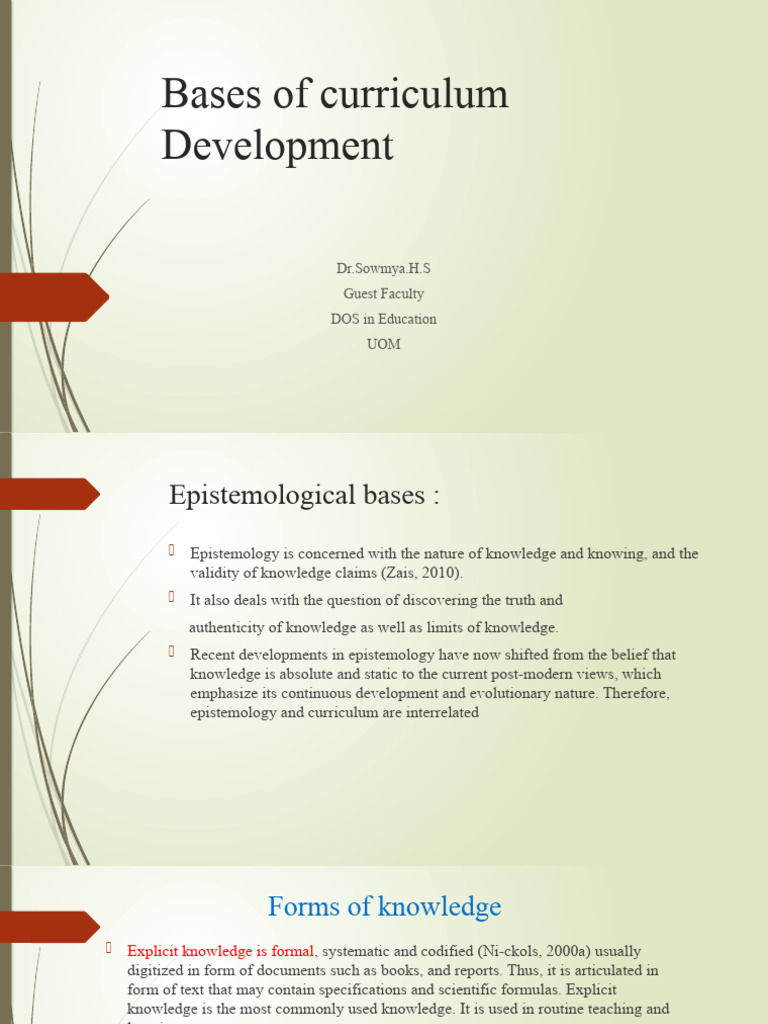Bases of Curriculum Development | PDF | Knowledge | Teaching Mathematics