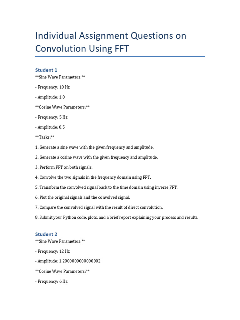 Fftconvolutionassignments Pdf Convolution Frequency 9276
