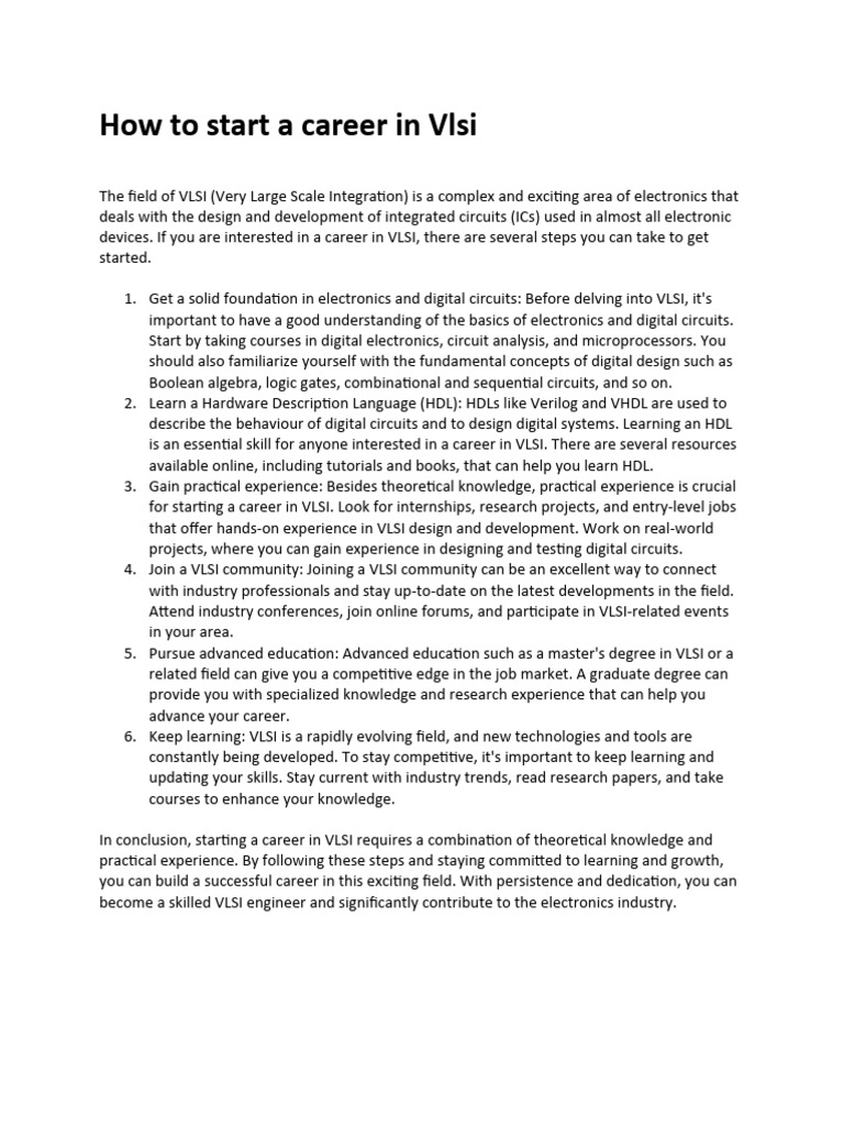 How to start a career in Vlsi | Download Free PDF | Hardware ... How to start a career in Vlsi | Download Free PDF | Hardware ...