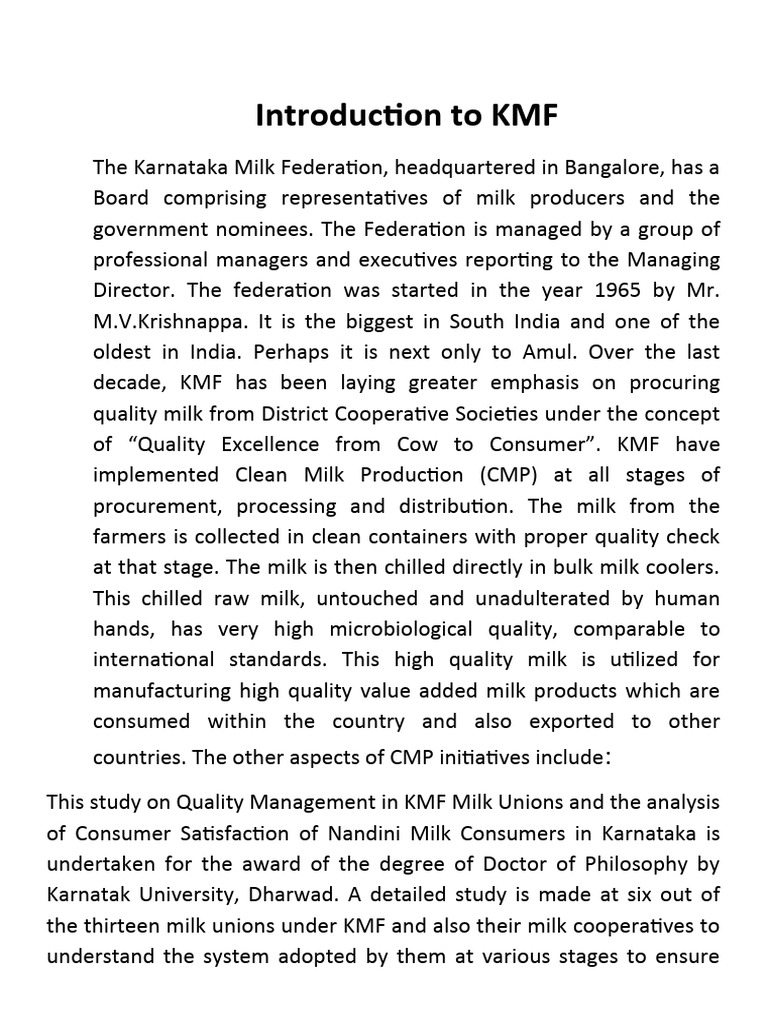 Introduction To KMF | PDF | Dairy | Milk