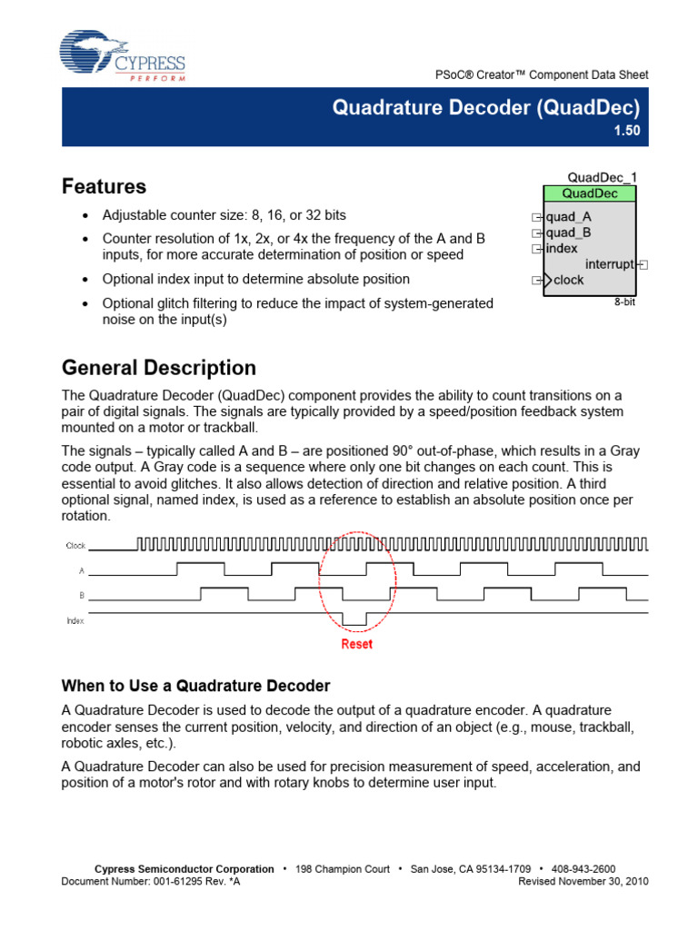 Infineon-Quadrature Decoder (QuadDec) Component QuadDec V1.50-Software ...