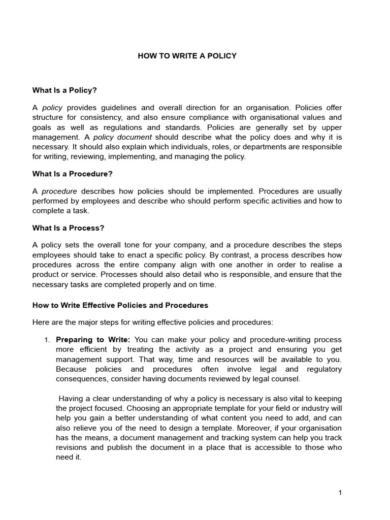 How to Write a Policy | PDF | Policy | Regulatory Compliance