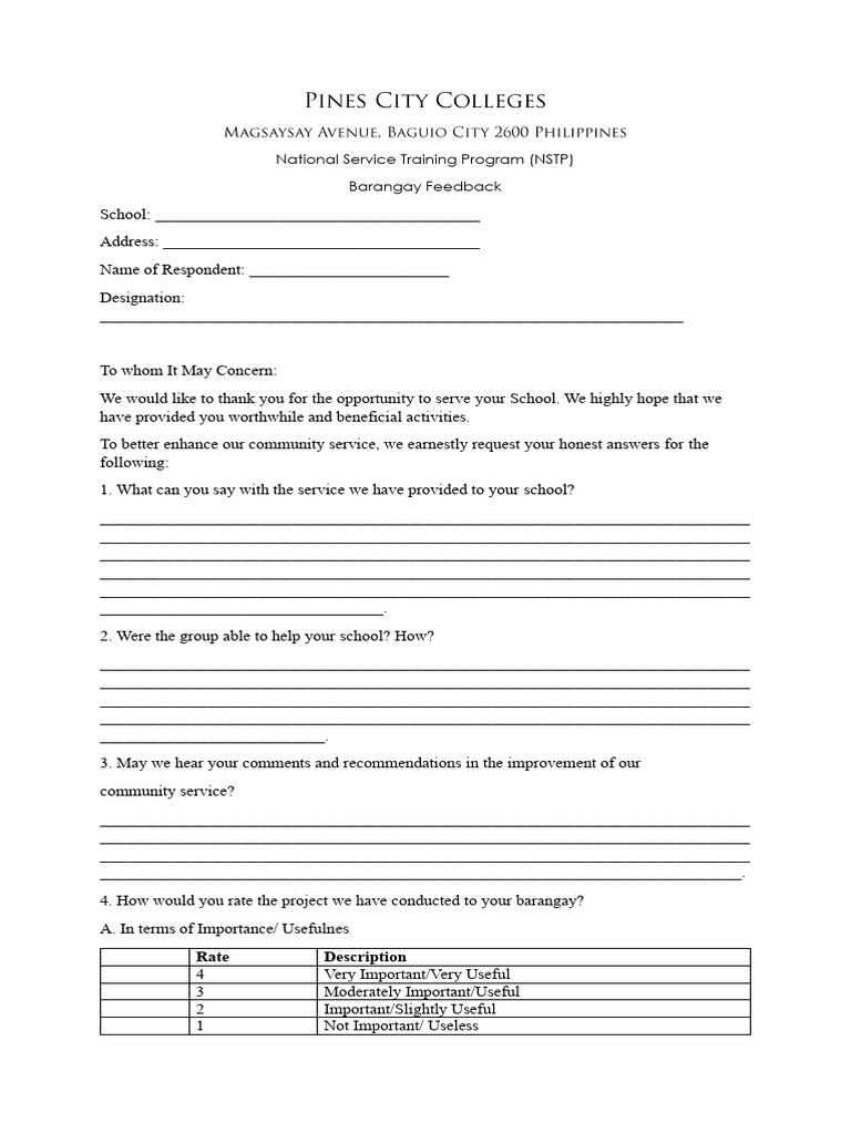 Feedback Form | PDF | Social Psychology