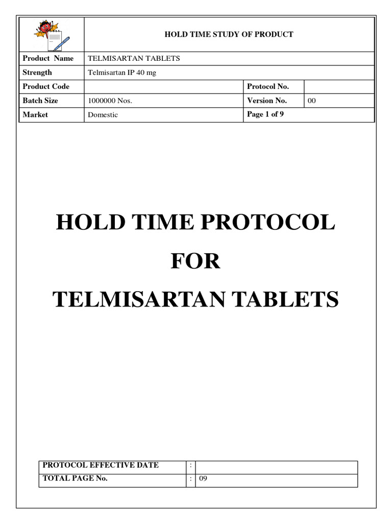 Hold Time Study Protocol for Tablets | PDF | Materials