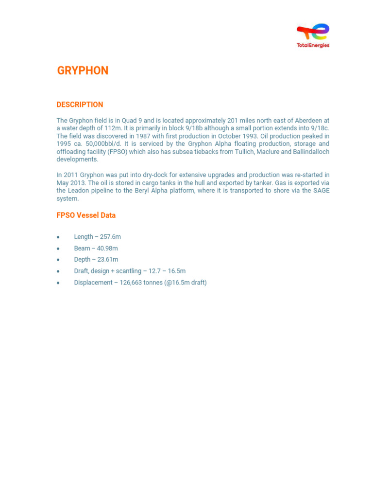 Gryphon Alpha FPSO Overview and Services | PDF | Oil Tanker | Energy ...