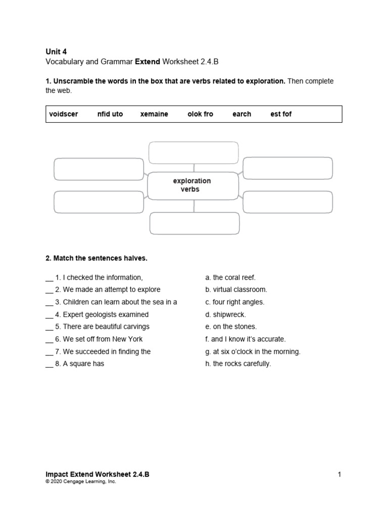 Impact 2 Unit 4 V and G Extend Worksheet 2.4.b | PDF | Linguistics ...