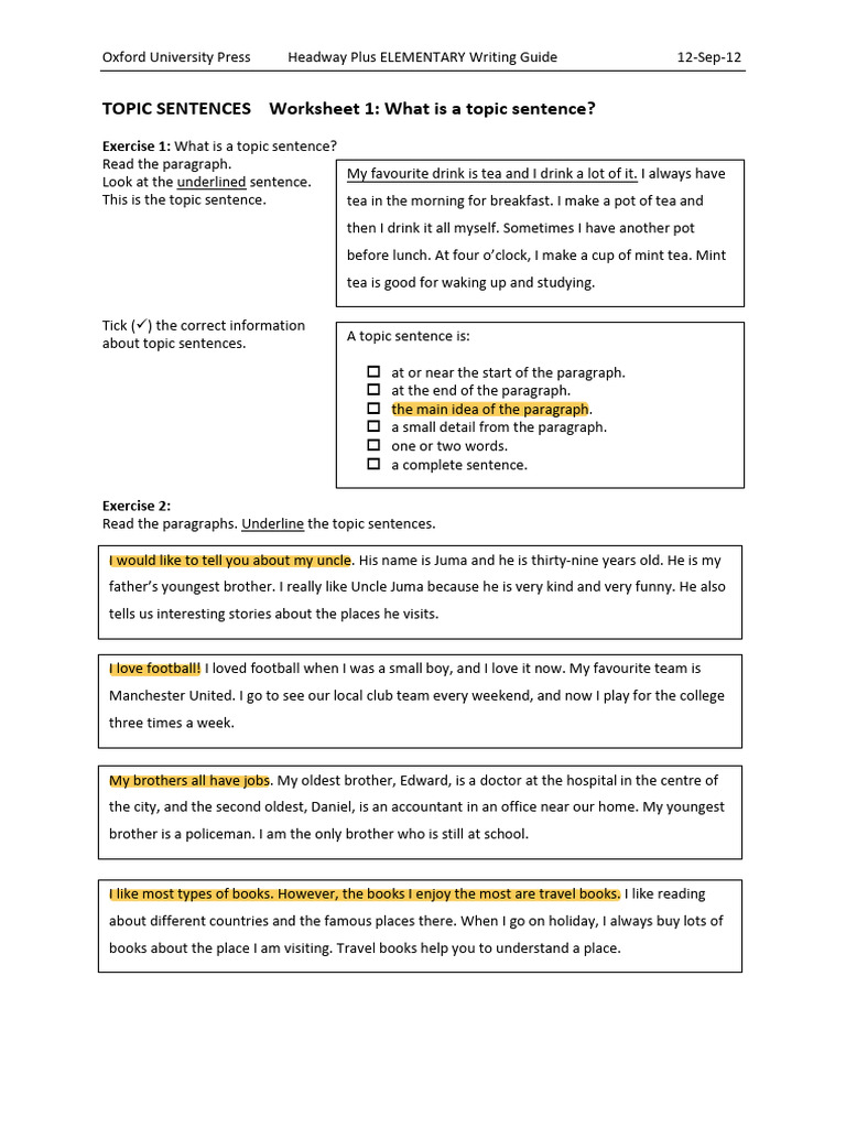 102 Writing Booklet HW Introductory | PDF