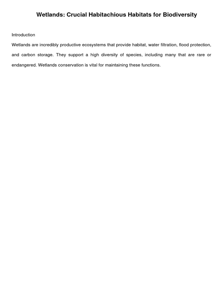 Wetlands: Key Biodiversity Habitats | PDF