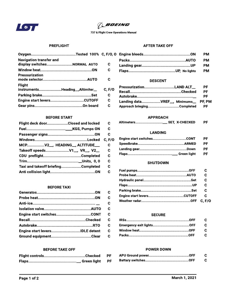 Lot Checklist-1 1 | PDF | Aviation | Aircraft