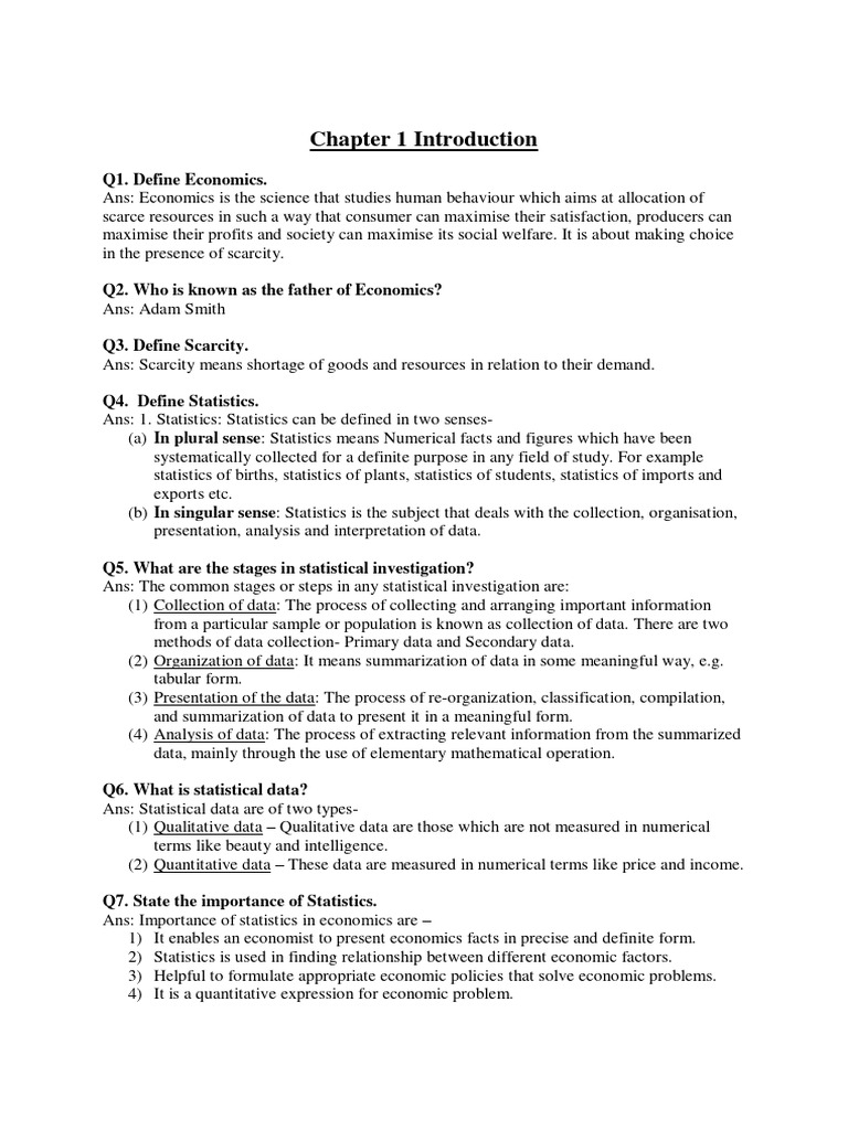 Chapter 1 Introduction Eco 11 | PDF | Economics | Statistics