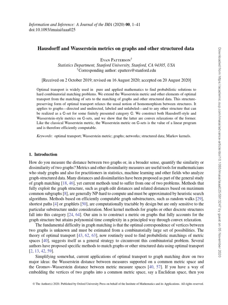 Hausdorff and Wasserstein Metrics On Graphs and Other Structured Data ...