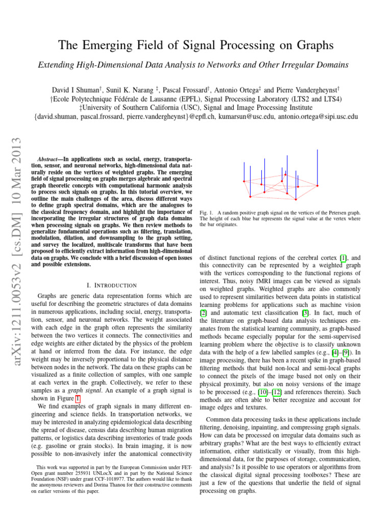 The Emerging Field of Signal Processing On Graphs | PDF | Eigenvalues And Eigenvectors | Vertex ...