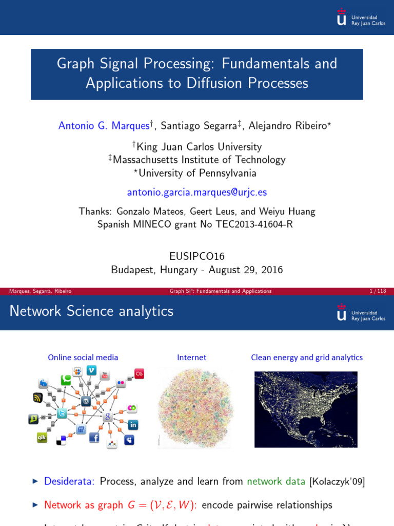 Slides - Graph Signal Processing: Fundamentals and Applications To Diffusion Processes | PDF ...