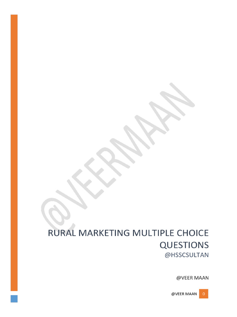 Agricultural and Rural Marketing Multiple Choice Questions 1 | PDF