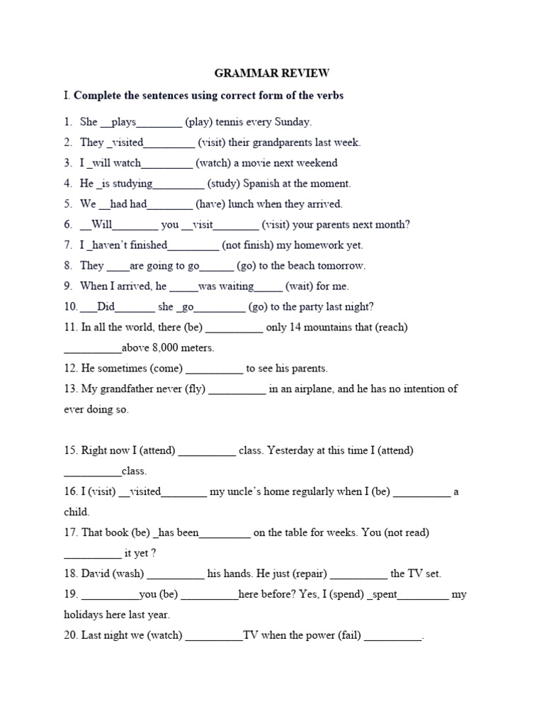 Grammar Review | PDF | Language Arts & Discipline | Art