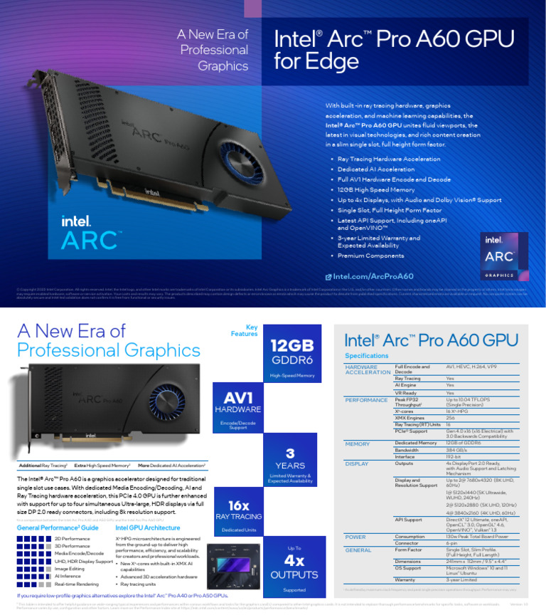 Edge Datasheet-Intel® Arc™ Pro A60 Graphics | PDF | Graphics Processing ...