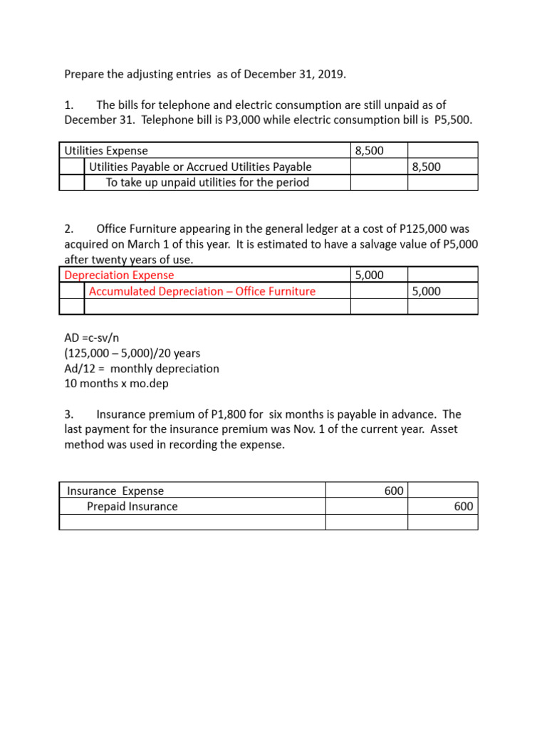 Adjusting Entries Review Materials | PDF | Depreciation | Debits And Credits