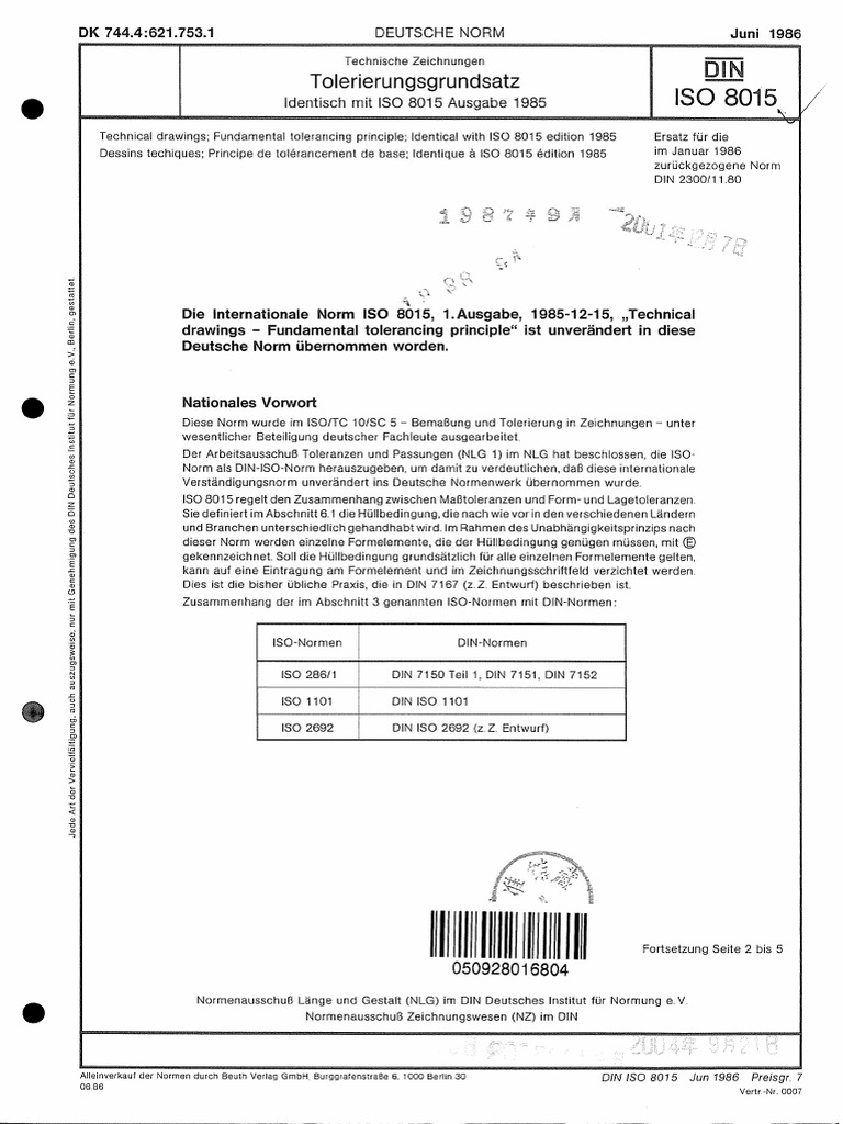 Din Iso 8015-1986 | PDF