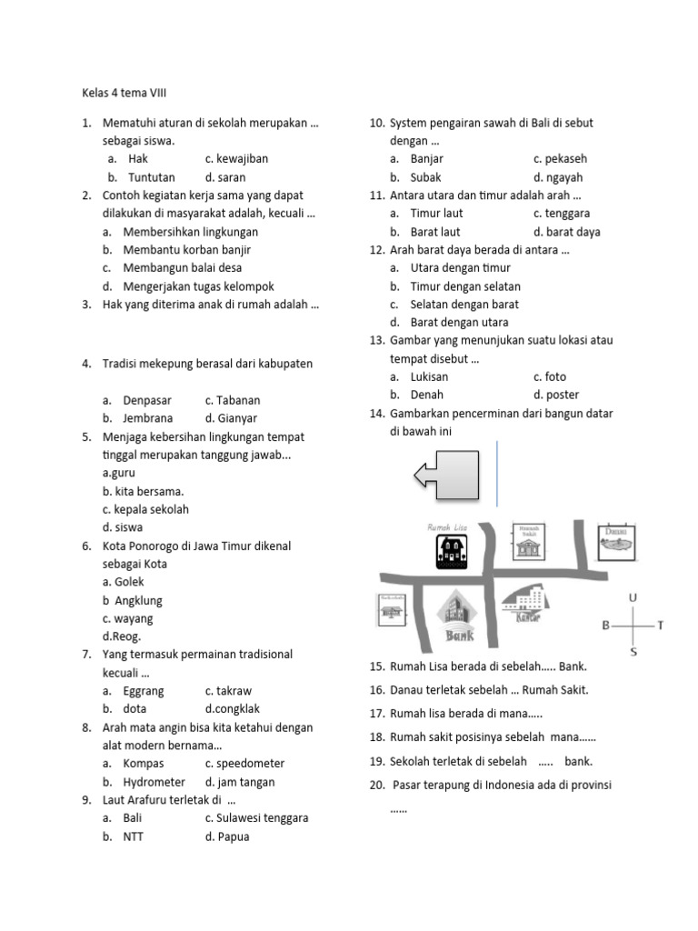 Soal Latihan Kelas 4 Tema VIII | PDF