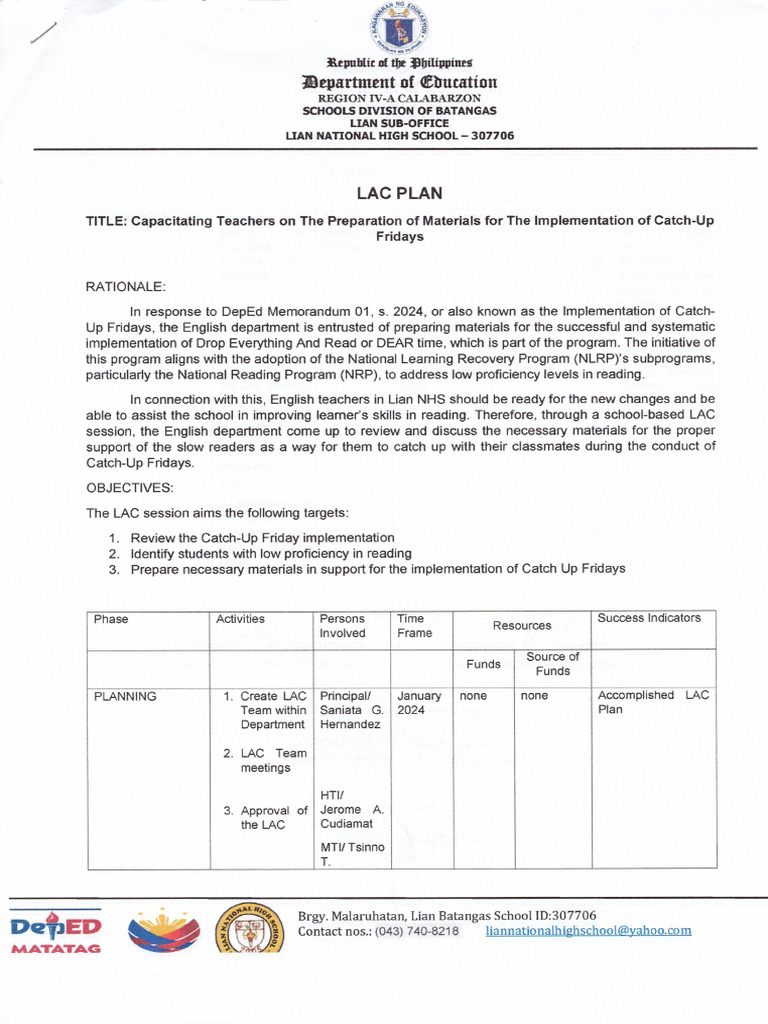 LAC Plan | PDF