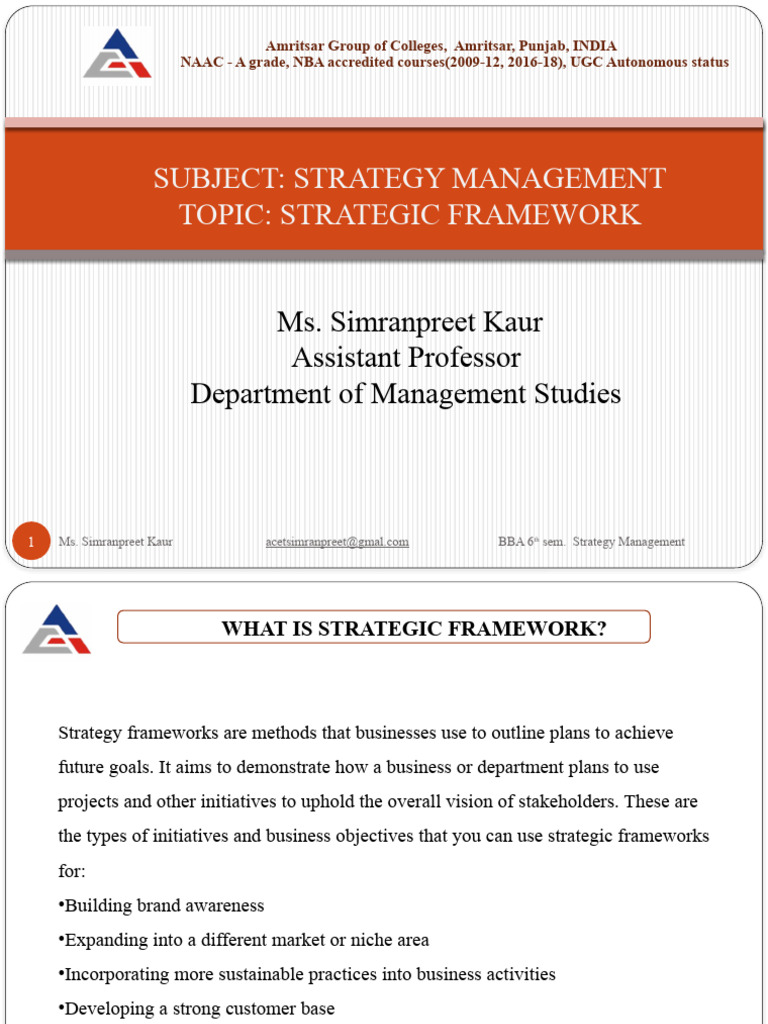 Strategic Framework | PDF | Goal | Swot Analysis