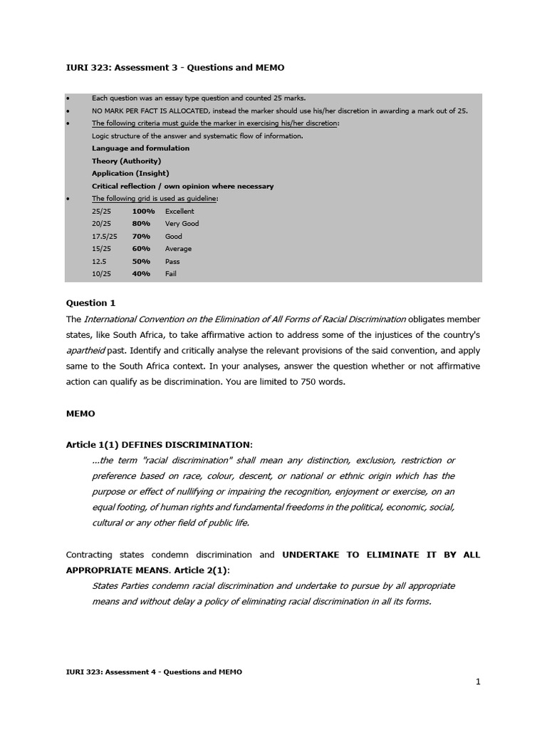 IURI 323 Assessment 3 Questions and Memo | PDF | Extradition | Jurisdiction