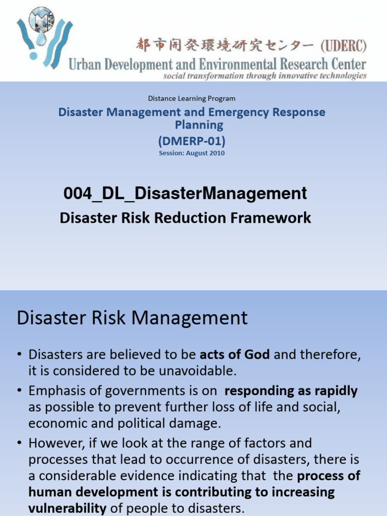 004 DL DisasterManagement DisasterRiskReductionFramework | PDF ...