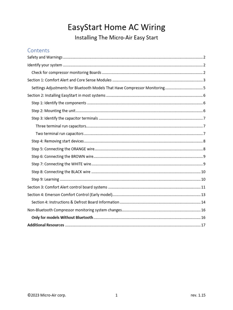 EasyStart AC Wiring Installation Guide | PDF | Capacitor | Electronics