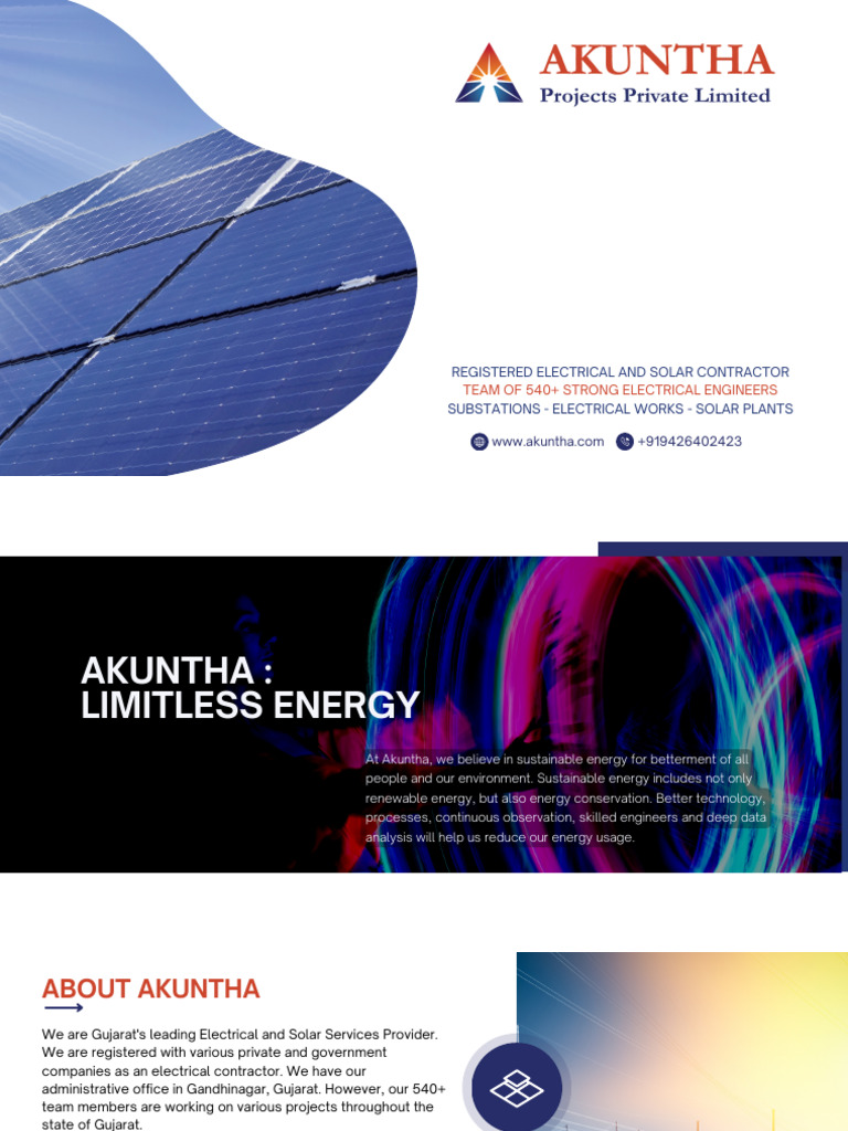 Akuntha Electric and Solar Company Profile Presentation | PDF | Solar ...