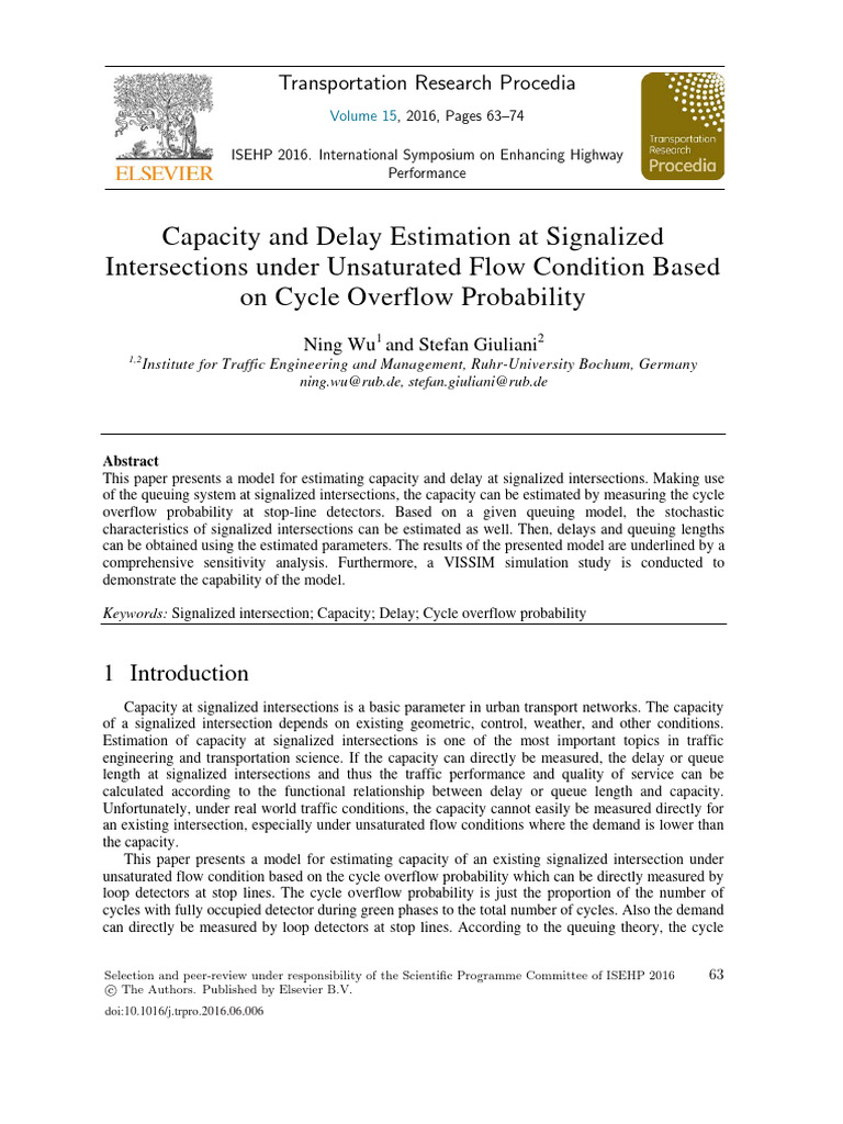 Capacity And Delay Estimation At Signalized Intersection 2016
